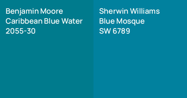 Benjamin Moore Caribbean Blue Water vs. Sherwin Williams Blue Mosque ...