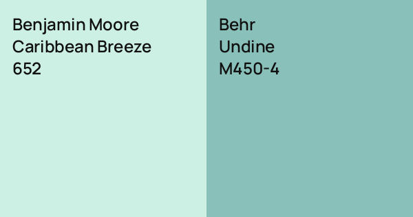 Benjamin Moore Caribbean Breeze vs. Behr Undine comparison