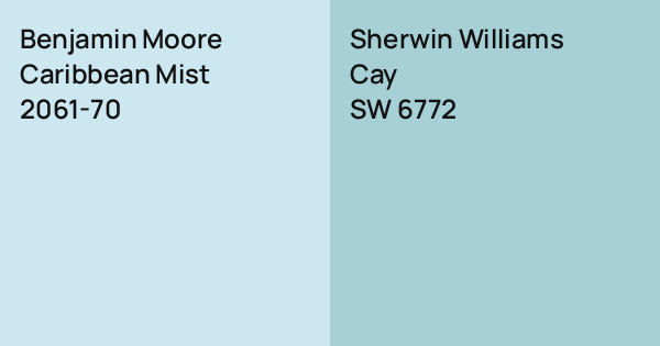 Benjamin Moore Caribbean Mist vs. Sherwin Williams Cay comparison