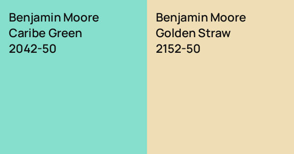 Benjamin Moore Caribe Green vs. Benjamin Moore Golden Straw comparison