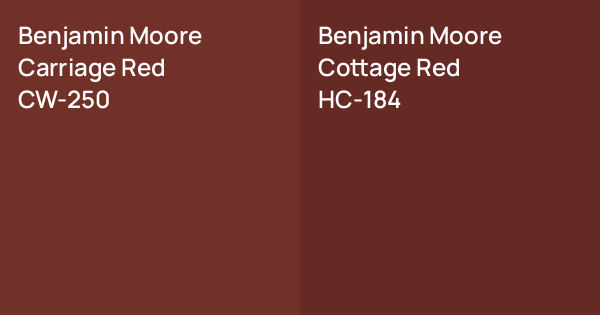 Benjamin Moore Carriage Red vs. Benjamin Moore Cottage Red comparison