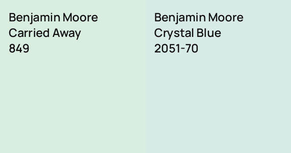 Benjamin Moore Carried Away vs. Benjamin Moore Crystal Blue comparison