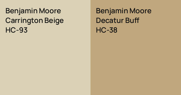Benjamin Moore Carrington Beige vs. Benjamin Moore Decatur Buff comparison