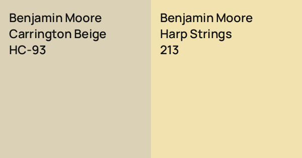 Benjamin Moore Carrington Beige vs. Benjamin Moore Harp Strings comparison