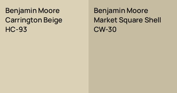 Benjamin Moore Carrington Beige vs. Benjamin Moore Market Square Shell ...