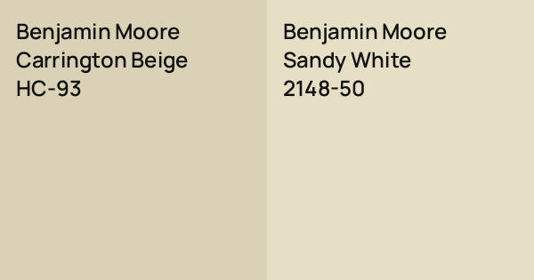 Benjamin Moore Carrington Beige vs. Benjamin Moore Sandy White comparison