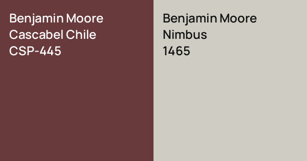 Benjamin Moore Cascabel Chile vs. Benjamin Moore Nimbus comparison