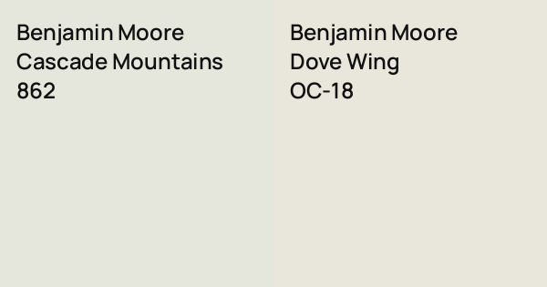 Benjamin Moore Cascade Mountains vs. Benjamin Moore Dove Wing comparison