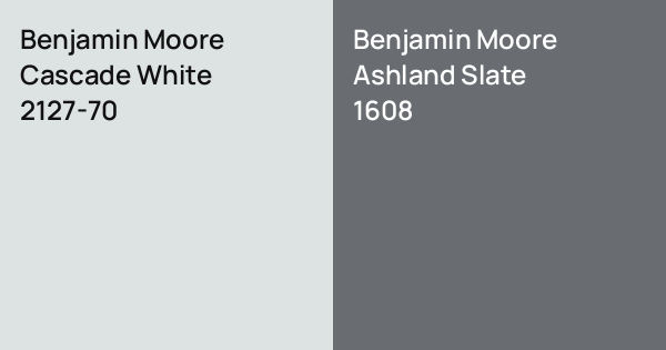 Benjamin Moore Cascade White vs. Benjamin Moore Ashland Slate comparison
