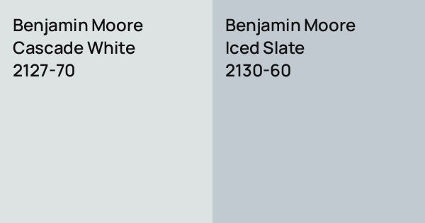 Benjamin Moore Cascade White vs. Benjamin Moore Iced Slate comparison