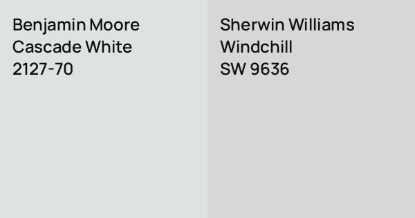 Benjamin Moore Cascade White vs. Sherwin Williams Windchill comparison