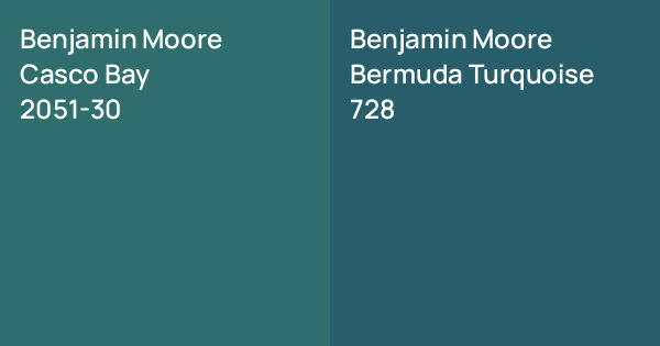 Benjamin Moore Casco Bay vs. Benjamin Moore Bermuda Turquoise comparison