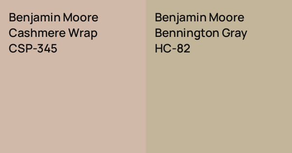 Benjamin Moore Cashmere Wrap vs. Benjamin Moore Bennington Gray comparison