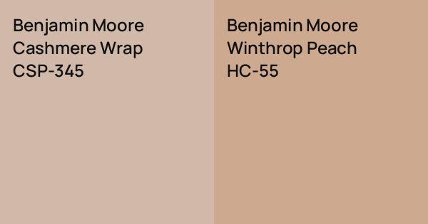 Benjamin Moore Cashmere Wrap vs. Benjamin Moore Winthrop Peach comparison