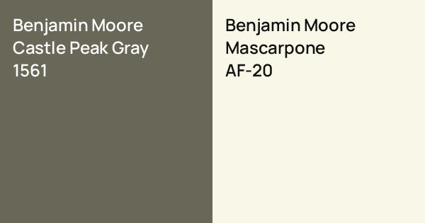 Benjamin Moore Castle Peak Gray vs. Benjamin Moore Mascarpone comparison