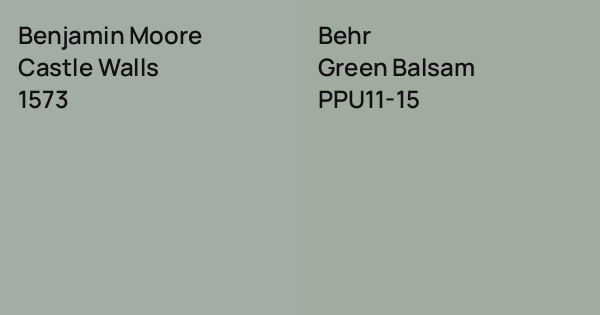 Benjamin Moore Castle Walls vs. Behr Green Balsam comparison