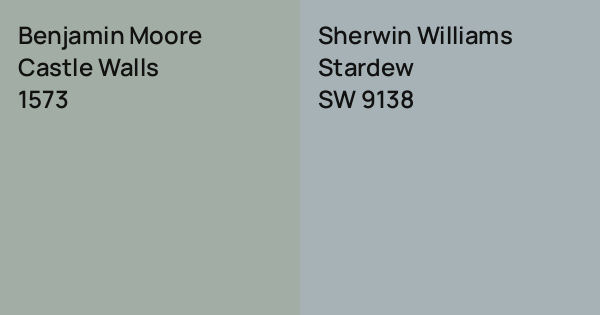 Benjamin Moore Castle Walls vs. Sherwin Williams Stardew comparison