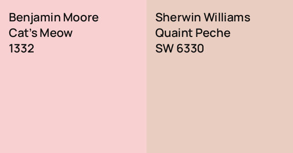 Benjamin Moore Cat's Meow vs. Sherwin Williams Quaint Peche comparison