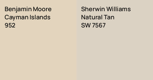 Benjamin Moore Cayman Islands vs. Sherwin Williams Natural Tan comparison