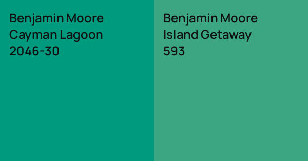 Benjamin Moore Cayman Lagoon vs. Benjamin Moore Island Getaway comparison