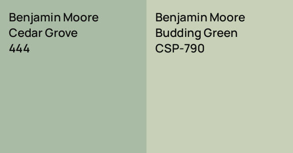 Benjamin Moore Cedar Grove vs. Benjamin Moore Budding Green comparison