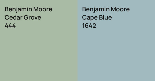 Benjamin Moore Cedar Grove vs. Benjamin Moore Cape Blue comparison