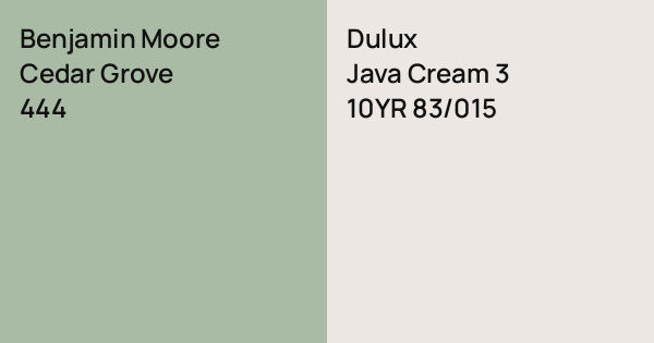 Benjamin Moore Cedar Grove vs. Dulux Java Cream 3 comparison