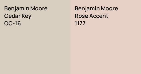 Benjamin Moore Cedar Key vs. Benjamin Moore Rose Accent comparison