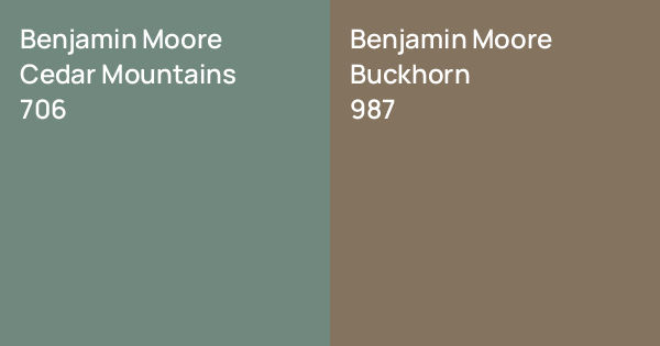 Benjamin Moore Cedar Mountains vs. Benjamin Moore Buckhorn comparison