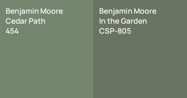 Benjamin Moore Cedar Path vs. Benjamin Moore In the Garden comparison