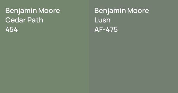 Benjamin Moore Cedar Path vs. Benjamin Moore Lush comparison