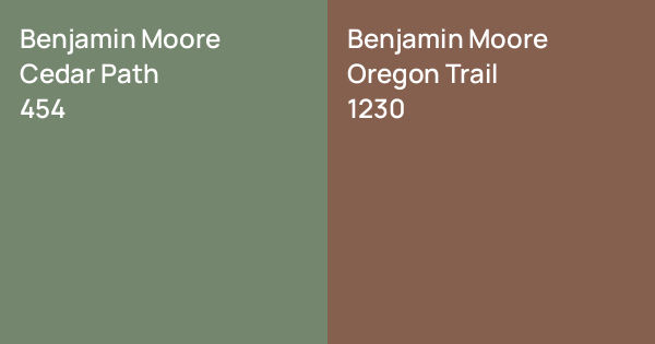 Benjamin Moore Cedar Path vs. Benjamin Moore Oregon Trail comparison
