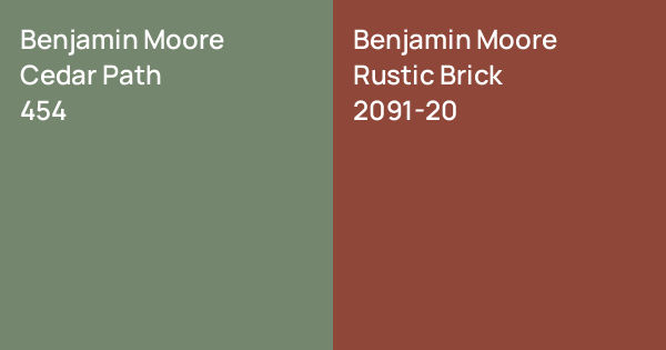 Benjamin Moore Cedar Path vs. Benjamin Moore Rustic Brick comparison