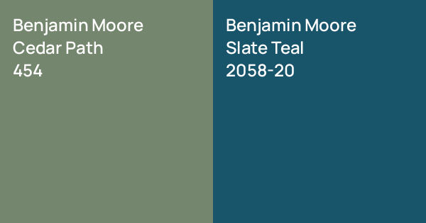 Benjamin Moore Cedar Path vs. Benjamin Moore Slate Teal comparison