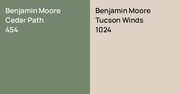 Benjamin Moore Cedar Path vs. Benjamin Moore Tucson Winds comparison