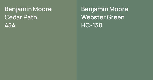 Benjamin Moore Cedar Path vs. Benjamin Moore Webster Green comparison