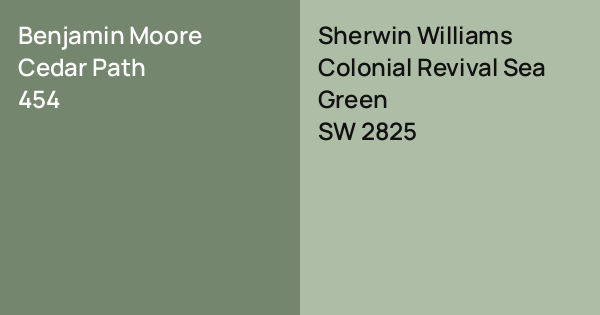 Benjamin Moore Cedar Path vs. Sherwin Williams Colonial Revival Sea ...