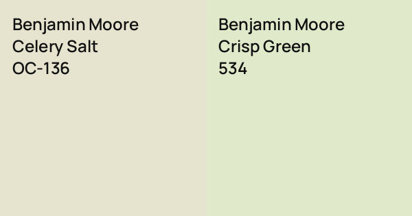 Benjamin Moore Celery Salt vs. Benjamin Moore Crisp Green comparison