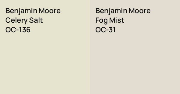 Benjamin Moore Celery Salt vs. Benjamin Moore Fog Mist comparison