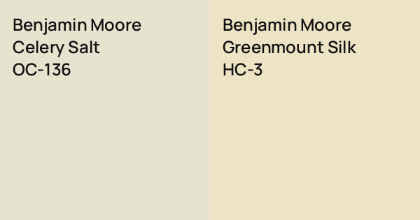 Benjamin Moore Celery Salt vs. Benjamin Moore Greenmount Silk comparison