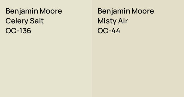 Benjamin Moore Celery Salt vs. Benjamin Moore Misty Air comparison