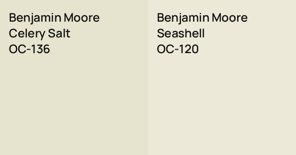 Benjamin Moore Celery Salt vs. Benjamin Moore Seashell comparison