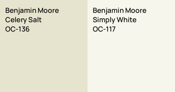 Benjamin Moore Celery Salt vs. Benjamin Moore Simply White comparison