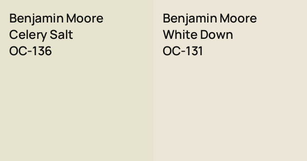 Benjamin Moore Celery Salt vs. Benjamin Moore White Down comparison