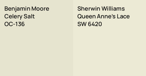 Benjamin Moore Celery Salt vs. Sherwin Williams Queen Anne's Lace ...