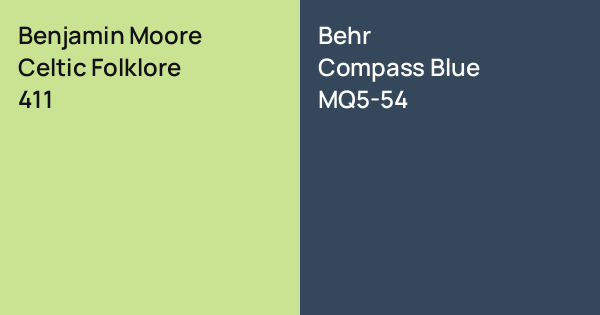 Benjamin Moore Celtic Folklore vs. Behr Compass Blue comparison