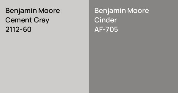 Benjamin Moore Cement Gray vs. Benjamin Moore Cinder comparison