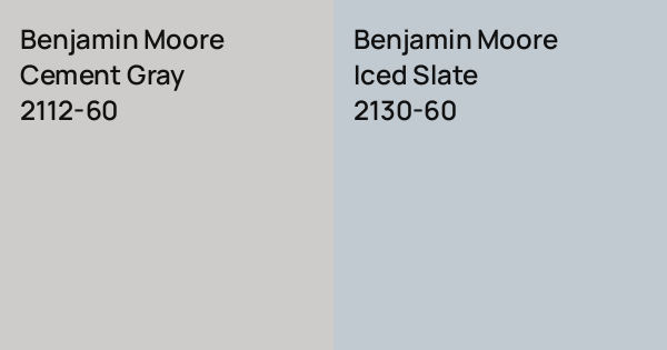 Benjamin Moore Cement Gray vs. Benjamin Moore Iced Slate comparison