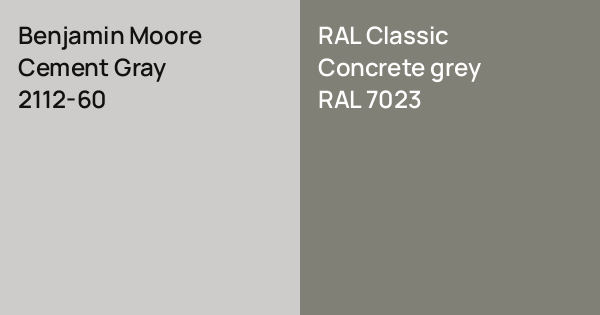 Benjamin Moore Cement Gray vs. RAL Classic Concrete grey comparison
