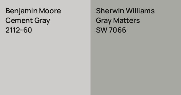 Benjamin Moore Cement Gray vs. Sherwin Williams Gray Matters comparison